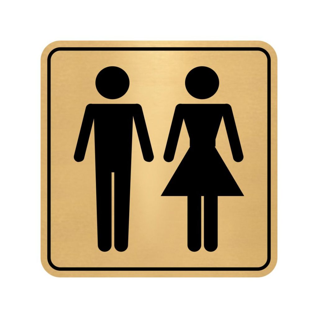 Placute usi WC femei si barbati, 7x7 cm, auriu - Papeti - Indicatoare ...